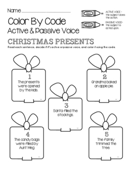 christmas-color-by-code-active-and-passive-voice | Little Learning Lane
